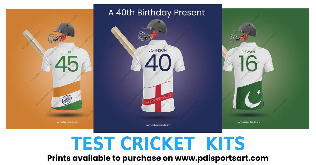Personalised Cricket Kit wall art prints – PDI Sports Art